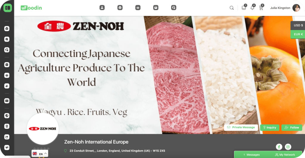 Zen-Noh International Europe sur uFoodin B2B Marketplace
